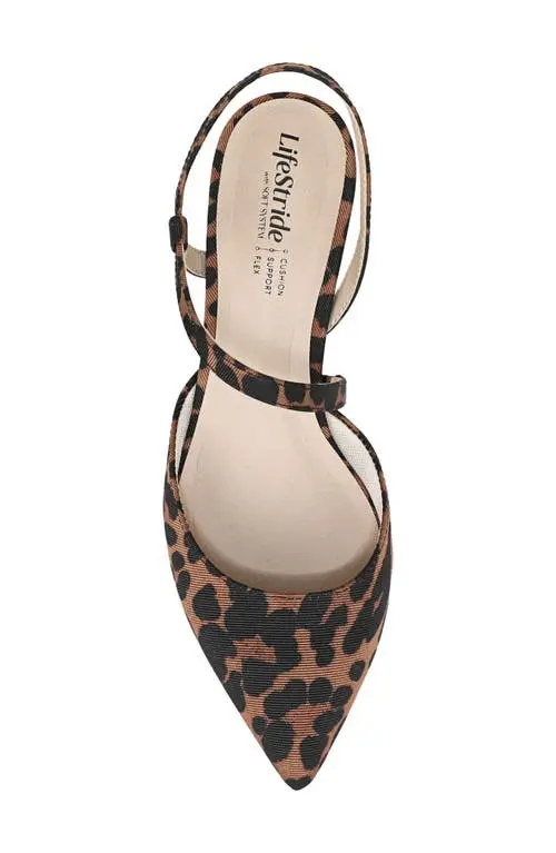 LIFESTRIDE Pointed Toe Pumps With Asymmetric Strap - Brown Multi