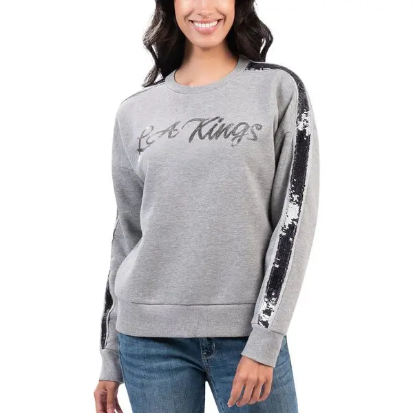 G-III 4HER BY CARL BANKS Los Angeles Kings Penalty Box Pullover Sweatshirt - Gray