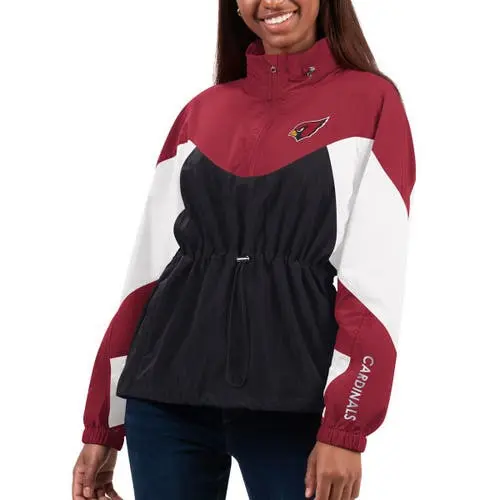 G-III 4HER BY CARL BANKS Cardinal Arizona Cardinals Tie Breaker Lightweight Quarter-zip Jacket - Black