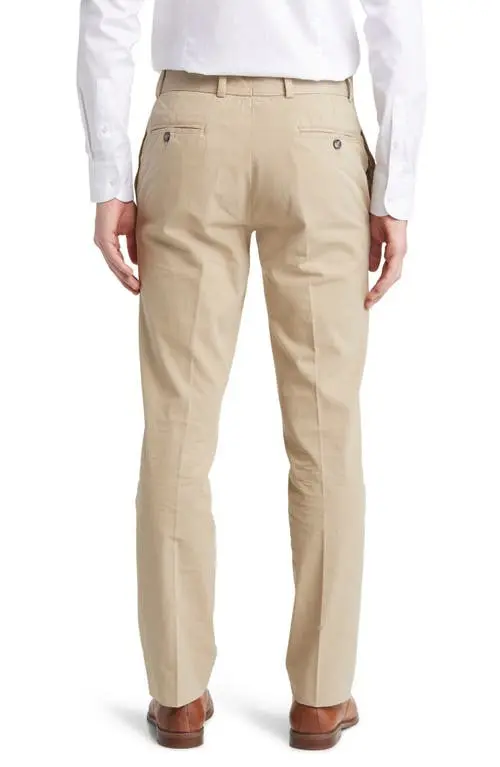 Berle Trim Fit Cotton Poplin Dress Pants - Khaki