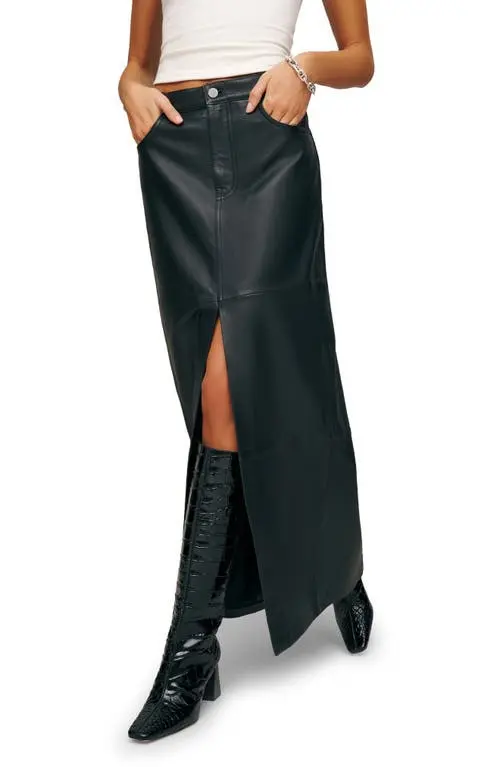 REFORMATION Veda Tazz Leather Midi Skirt