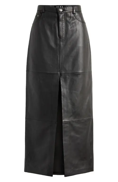 REFORMATION Veda Tazz Leather Midi Skirt
