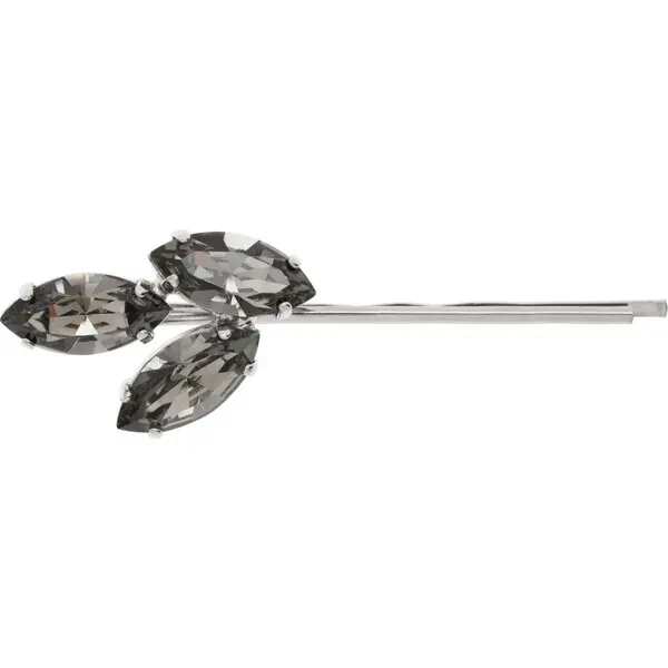 L. Erickson Triple Crystal Bobby Pin - Black Diamond/ Silver