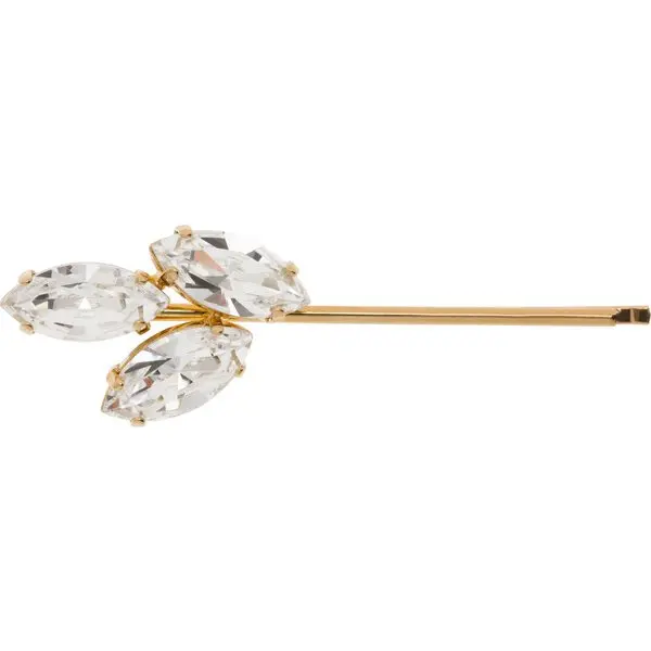 L. Erickson Triple Crystal Bobby Pin - Crystal/gold