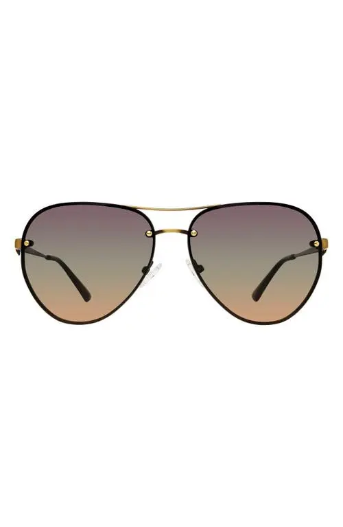 Kurt Geiger Shoreditch 60mm Rimless Aviator Sunglasses - Gold Havana/violet Green