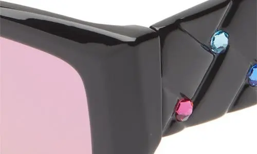 Kurt Geiger Rectangular Sunglasses - Black Opaque/rainbow