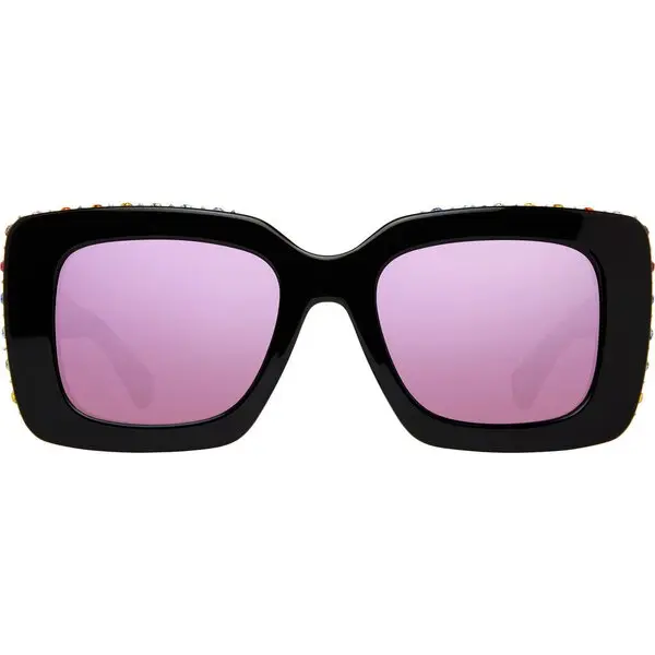 Kurt Geiger 52mm Embellished Square Sunglasses - Black/rainbow