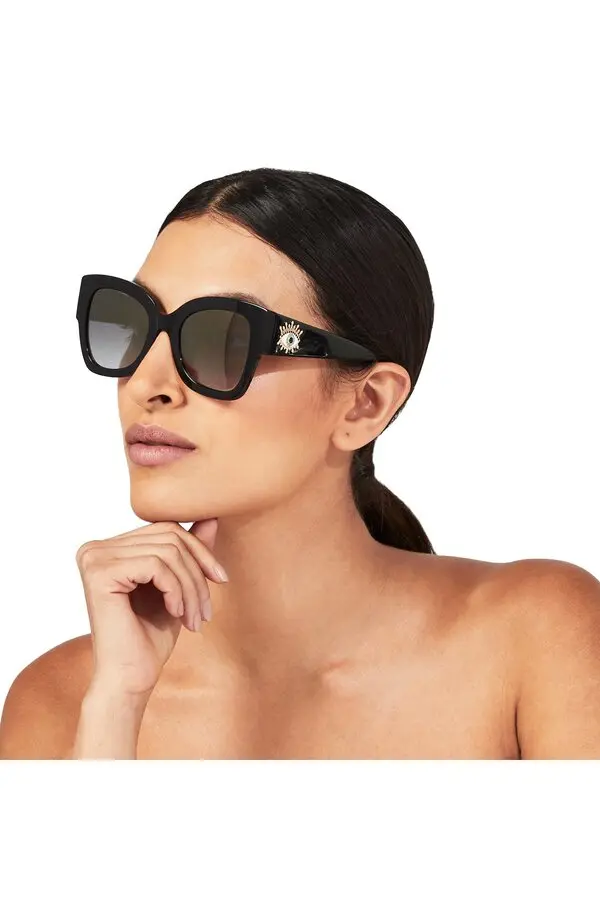 Kurt Geiger 51mm Square Sunglasses - Black/ Gold Fl
