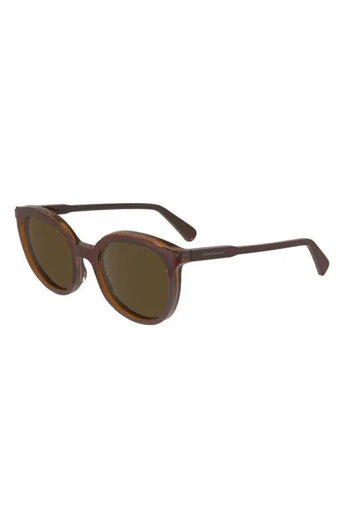 Longchamp 50mm Round Frame Sunglasses - Brown/caramel