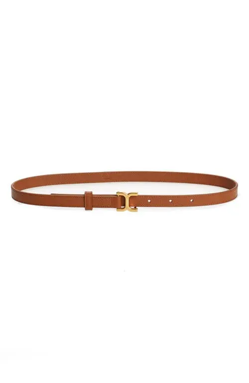 Chloé Marcie Leather Belt With Logo Buckle - Tan 25m