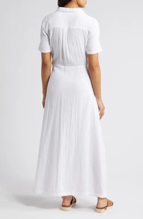 Caslon Vacation Tie Front Gauze Shirt Dress In White - 60% Off |  Editorialist