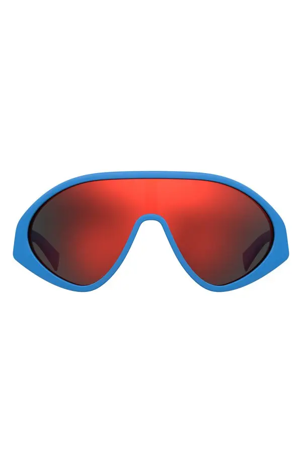 Moschino 99mm Mirrored Shield Sunglasses - Blue/ Orange  display picture 2