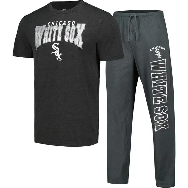 CONCEPTS SPORT Black Chicago White Sox Meter T-shirt & Pants Sleep Set - Charcoal