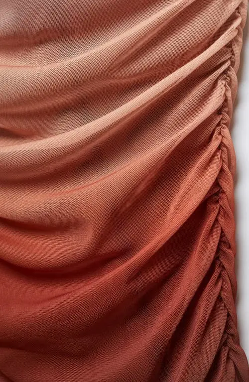 Mango Gradient One-shoulder Ruched Body-con Dress