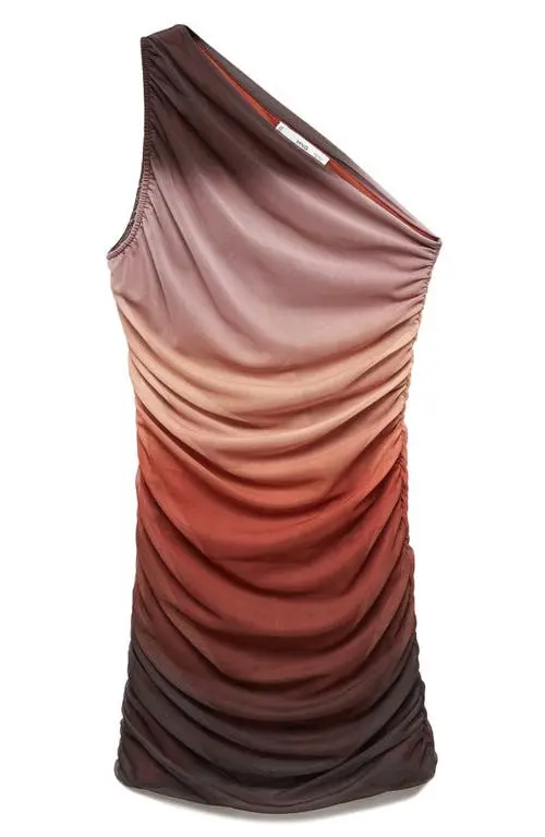 Mango Gradient One-shoulder Ruched Body-con Dress