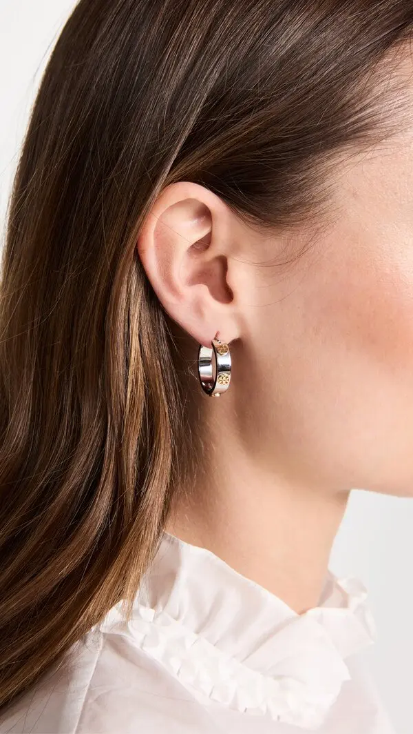 Tory Burch Thin Icon Hoop Earrings