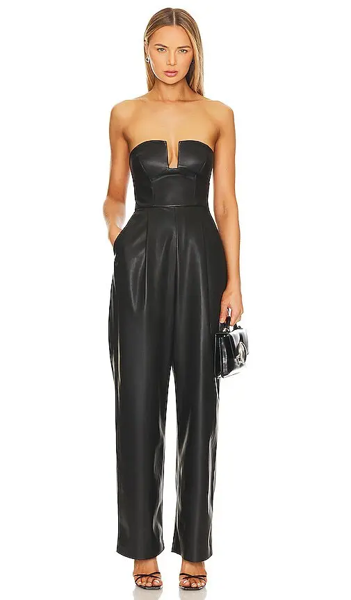 Susana Monaco Faux Leather Jumpsuit - Black