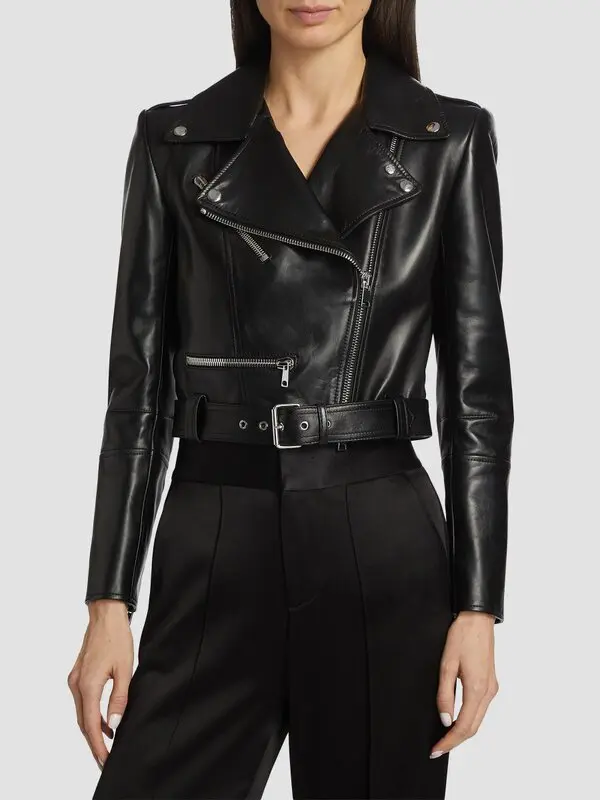 Alexander McQueen Leather Crop Biker Jacket
