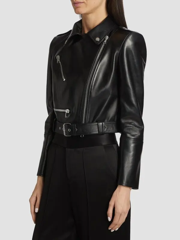 Alexander McQueen Leather Crop Biker Jacket