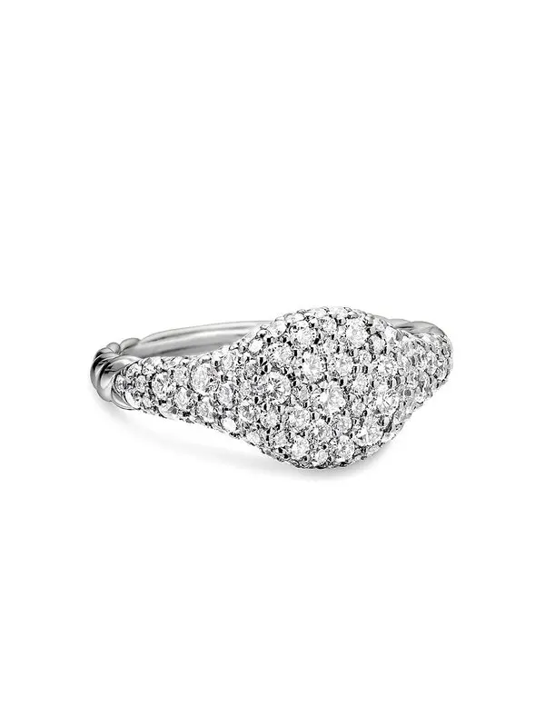 David Yurman Petite Pavé Pinky Ring In 18k White Gold