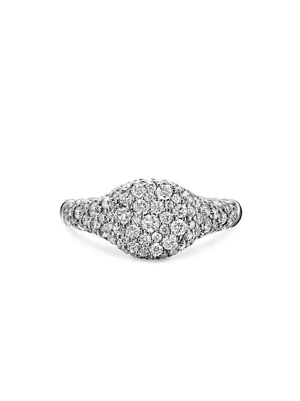 David Yurman Petite Pavé Pinky Ring In 18k White Gold