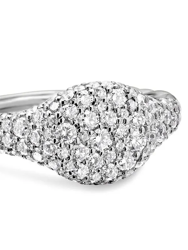 David Yurman Petite Pavé Pinky Ring In 18k White Gold