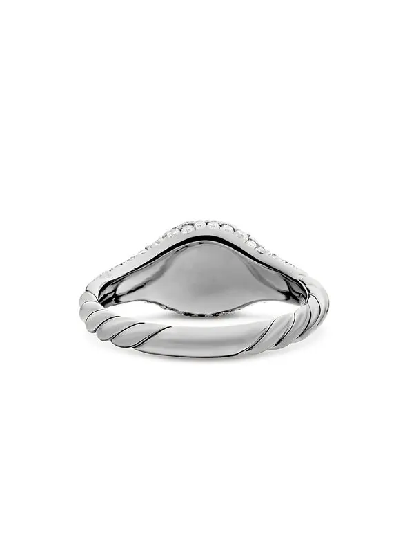 David Yurman Petite Pavé Pinky Ring In 18k White Gold