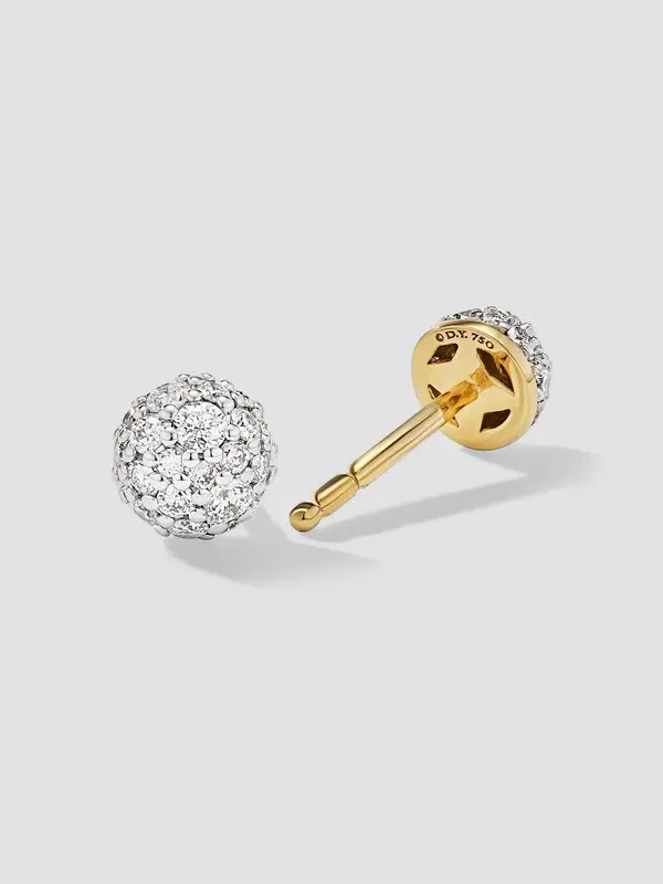 David Yurman Petite Pavé Stud Earrings In 18k Yellow Gold