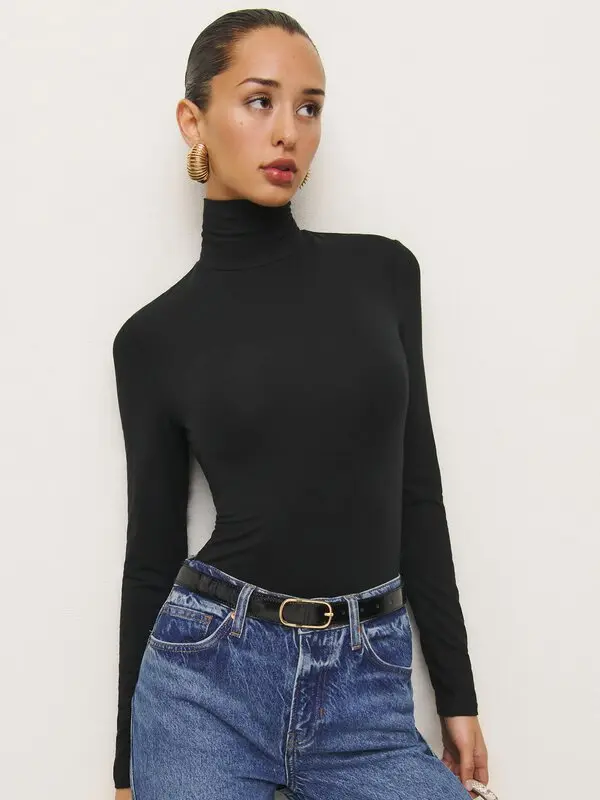 REFORMATION Cordelia Knit Bodysuit - Black