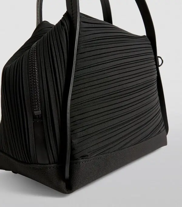 Issey Miyake Bias Pleats Top-Handle Bag - Black | Editorialist