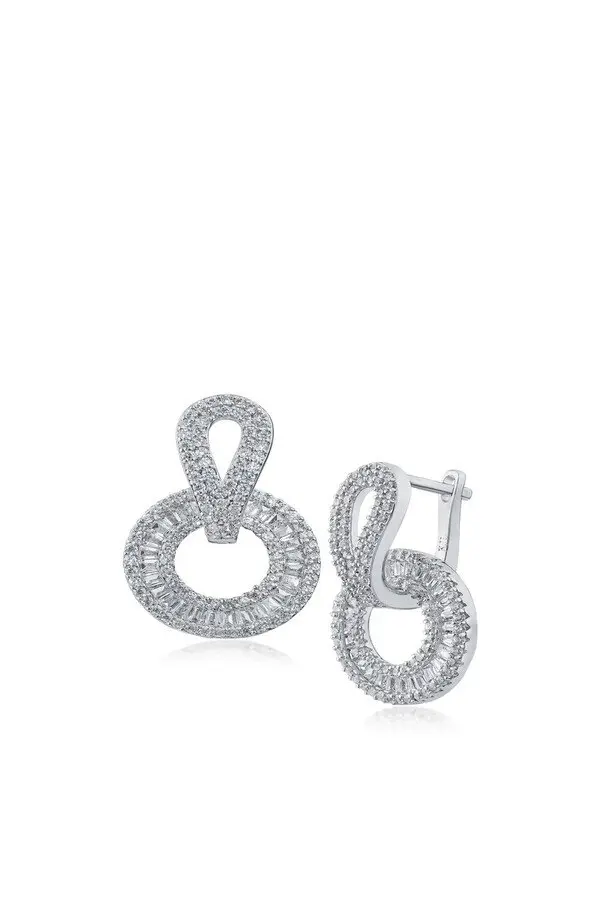 KENNETH JAY LANE Baguette And Pave Zirconia Drop Earrings - Natural
