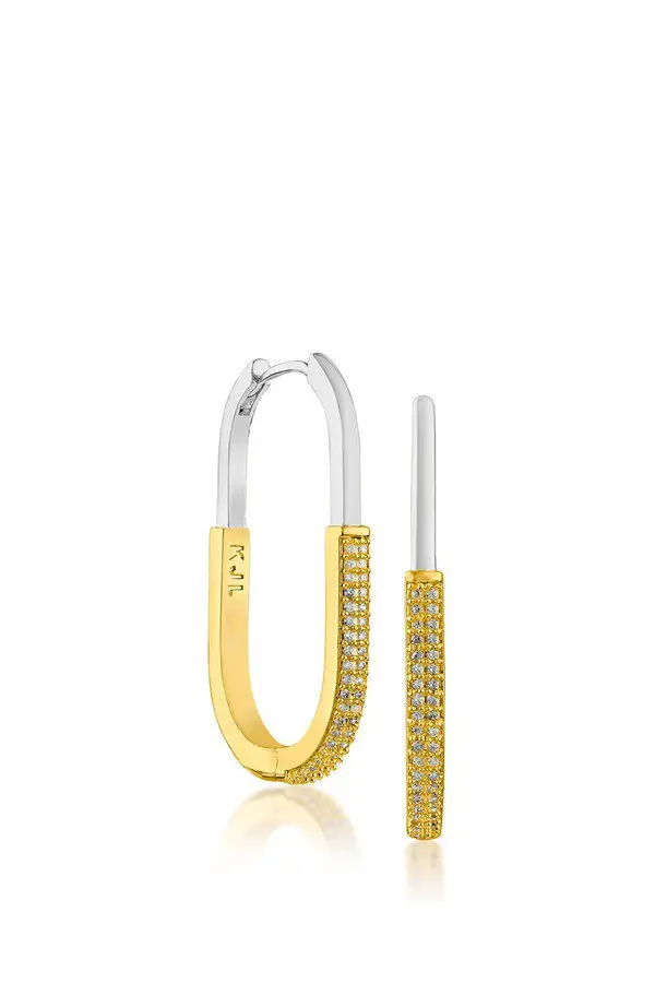 KENNETH JAY LANE Half Pave Oval Hoop Earrings