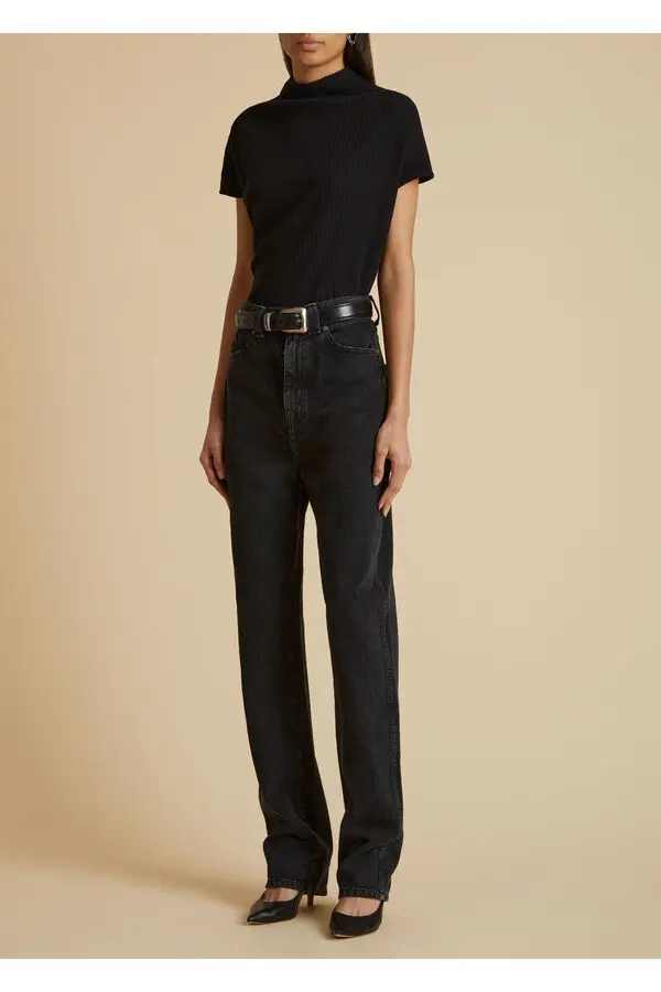 Khaite The Benny Belt In Leather With Silver