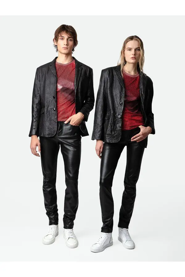 Zadig&Voltaire Valfried Crinkled Leather Blazer