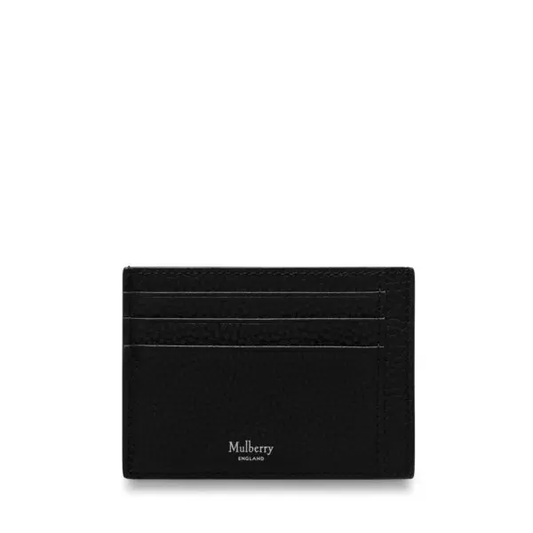 Mulberry Card Holder - Black Small Classic Grain
