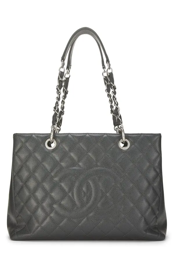 Chanel Quilted Caviar Grand Shopping Tote - Grey