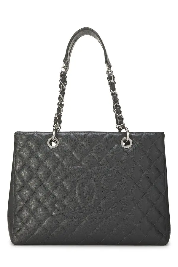 Chanel Quilted Caviar Grand Shopping Tote - Grey