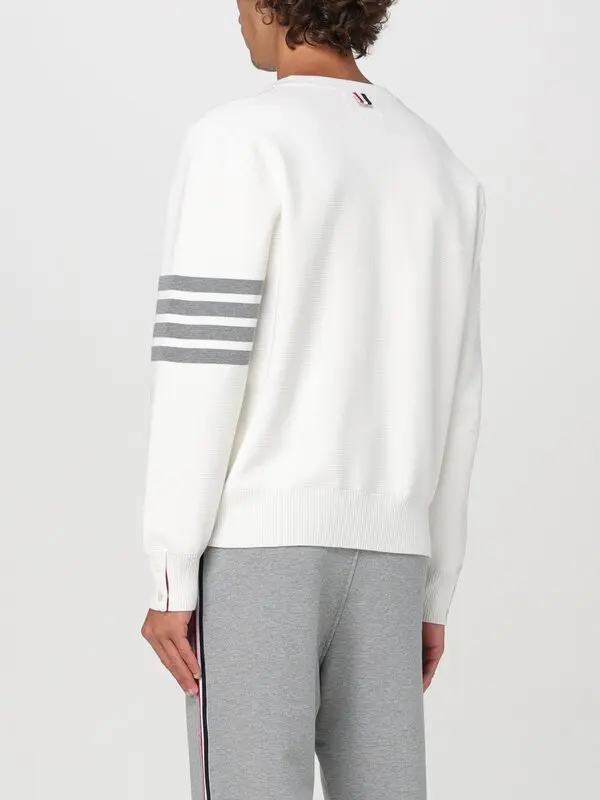 Thom Browne Four Bar Stripe Crewneck Pullover - White