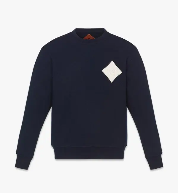 Mcm Bouclé Sweatshirt With Laurel Logo Patch - Dark Navy