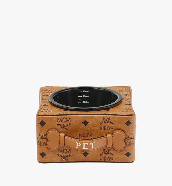 Mcm Pet Bowl In Visetos - Cognac