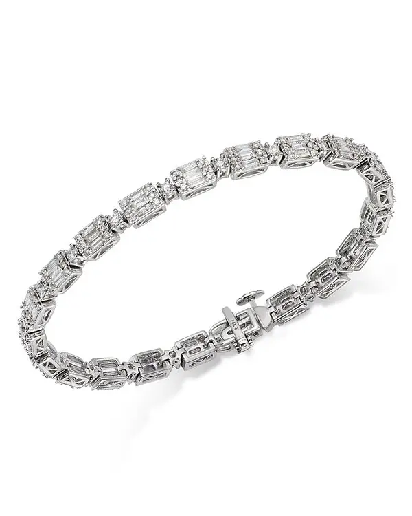 Bloomingdale'S Diamond Round & Baguette Tennis Bracelet 3.0 Tcw - White