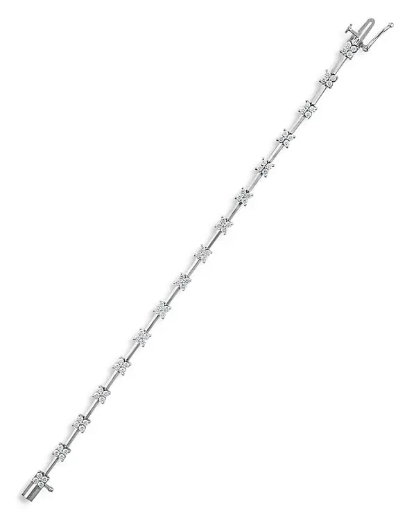Bloomingdale'S Diamond Flower Link Bracelet, 2.0 Tcw - White