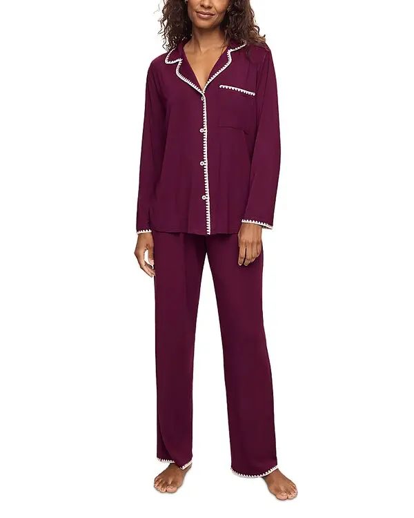Eberjey Frida Long Pajama Set - Plum/ivory