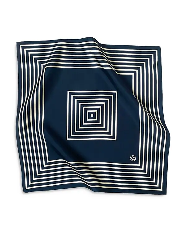 LESCARF Striped Silk Scarf - Navy