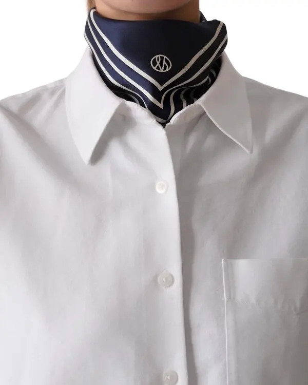LESCARF Striped Silk Scarf - Navy