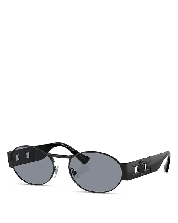 Versace Oval Sunglasses, 56mm - Black/gray Solid