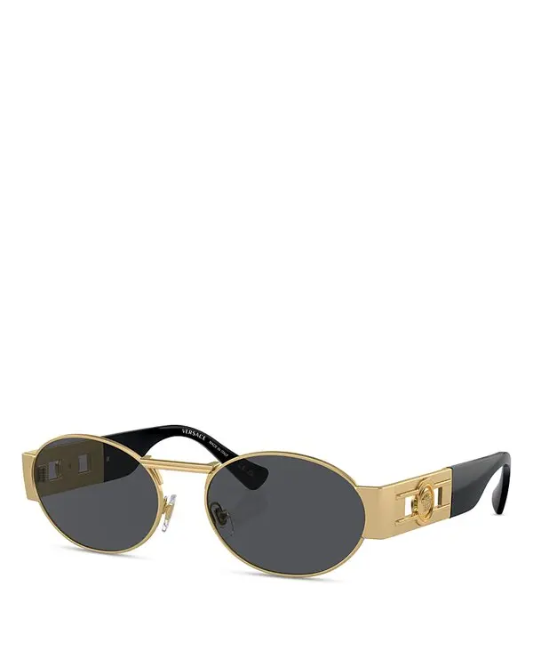 Versace Oval Sunglasses, 56mm - Gold/gray Solid