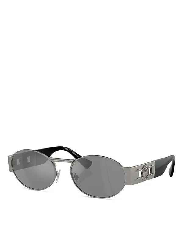 Versace Oval Sunglasses, 56mm - Gray/gray Mirrored Solid