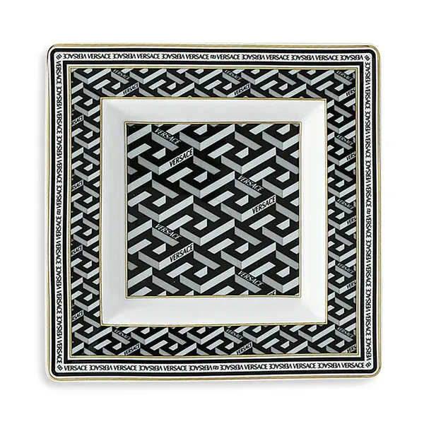 Versace La Greca Signature Square Tray - Black