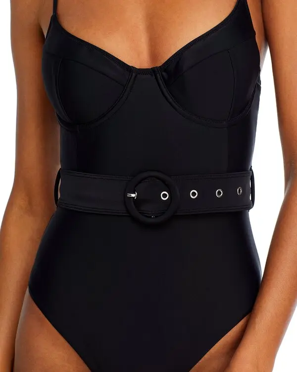 Simkhai Noa Belted Bustier One Piece Swimsuit - Black